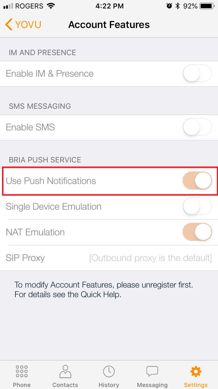 Configuring Bria Mobile App Client