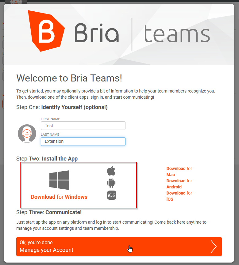 Configuring and Using Bria Teams