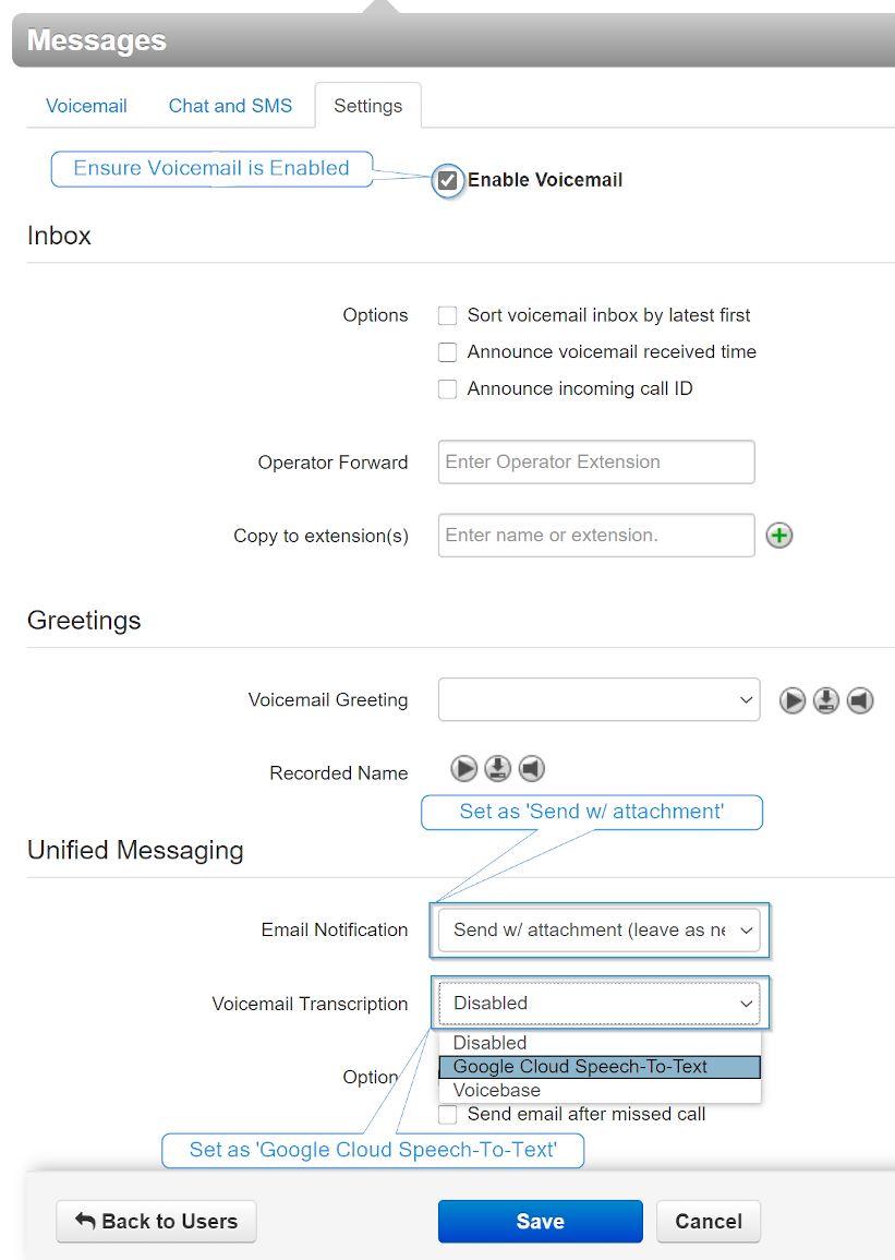 Activating Google Transcription